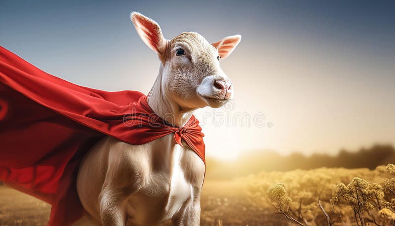 Superhero in a Dynamic Pose with a Flowing Cape, Emblematic Costume ...