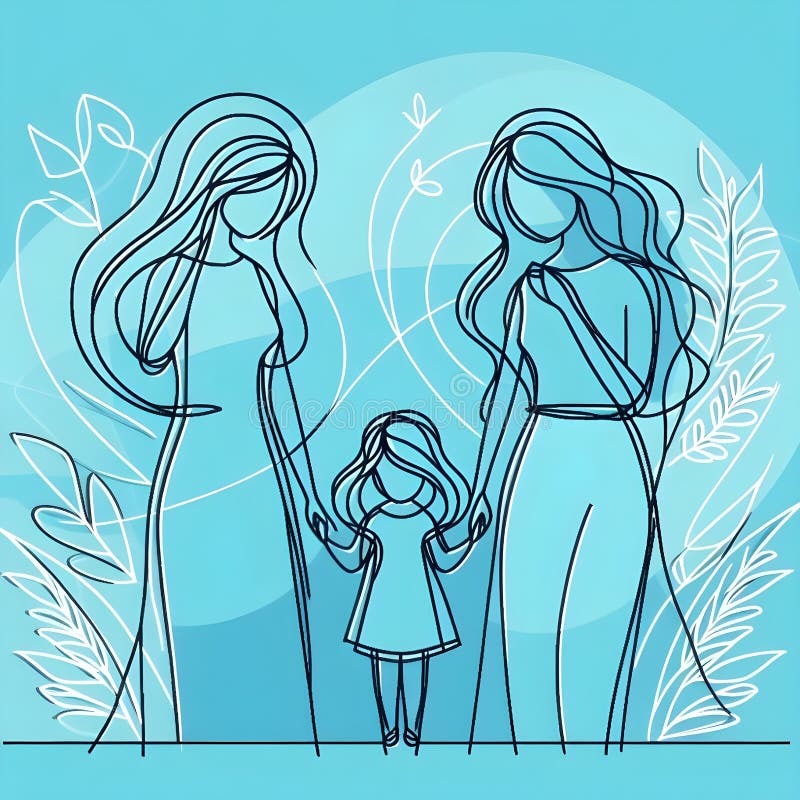 Illustration Featuring Three Faceless Figures in a Continuous Line ...