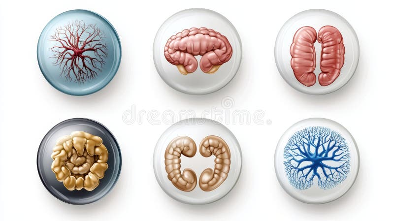 Illustration Featuring Various Organ Structures in Circular Designs ...