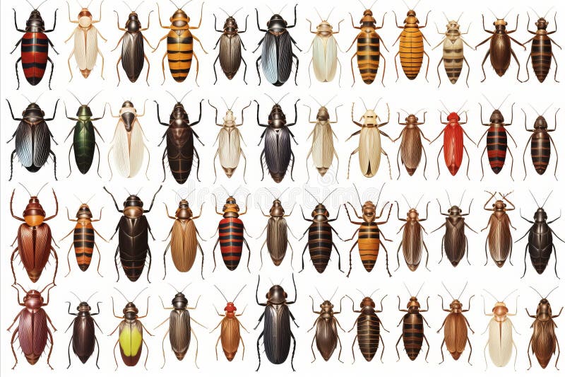 Assortment of Illustrated Cockroach Species? Illustration Featuring ...