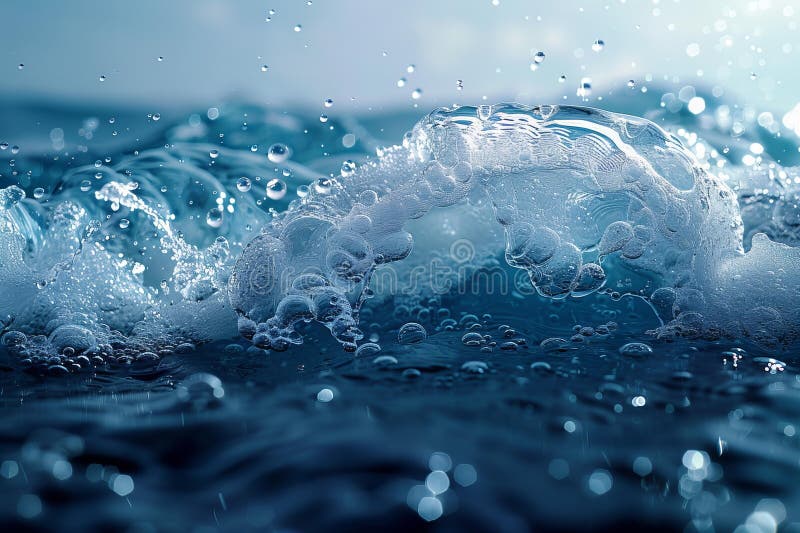 Featuring a Water Wave, Blue Water Background with Bubbles and Splash ...