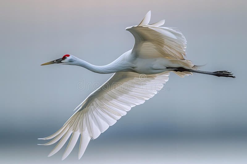 Featuring a White Longtailed Crane Flies in the Sky, High Quality, High ...