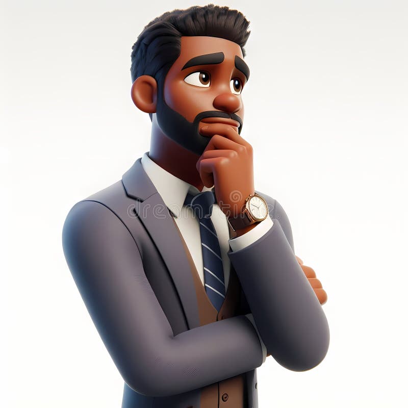 Thoughtful Man in Contemplative Pose Stock Illustration - Illustration ...