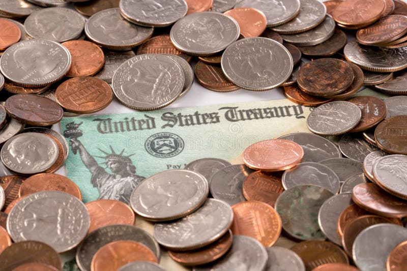 Illustration of the Federal Stimulus Payment Check with Stack of Cash ...