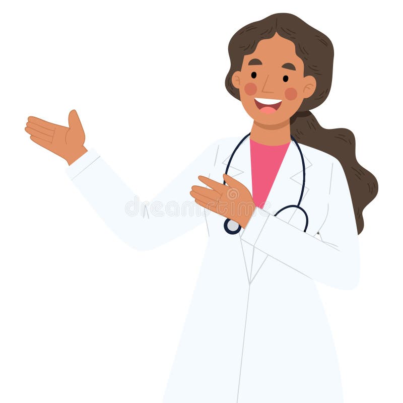 Illustration of a Female Doctor Giving a Presentation Gesture Stock ...