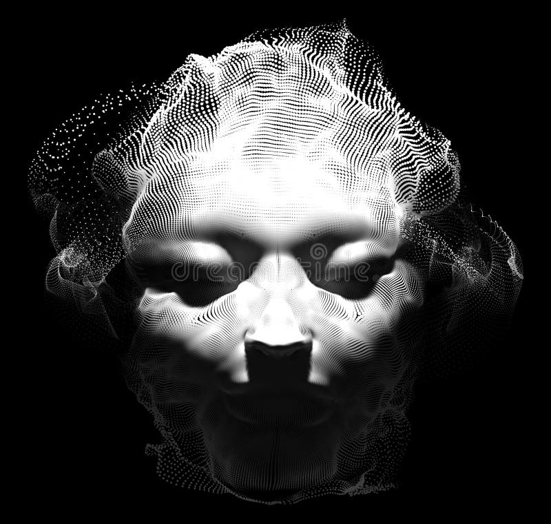 Illustration of Female Elf Face with Black and White Texture. Made from ...