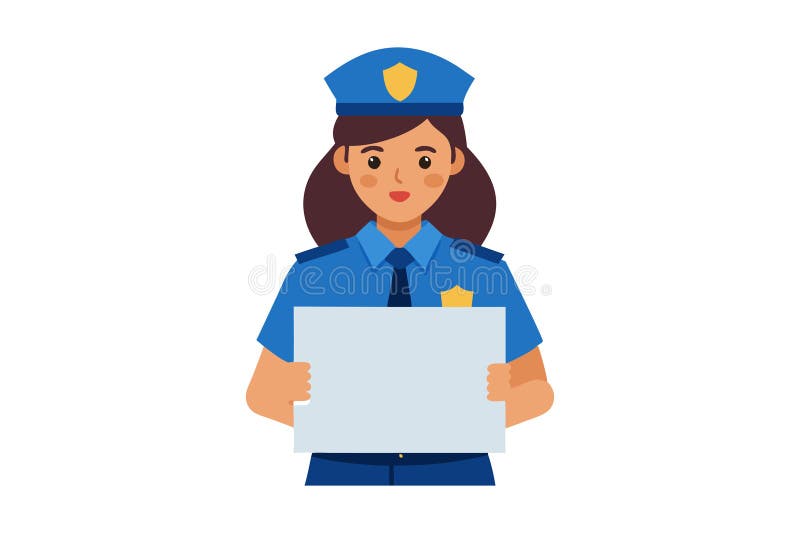 Illustration of a Female Police Officer Holding a Document Stock ...