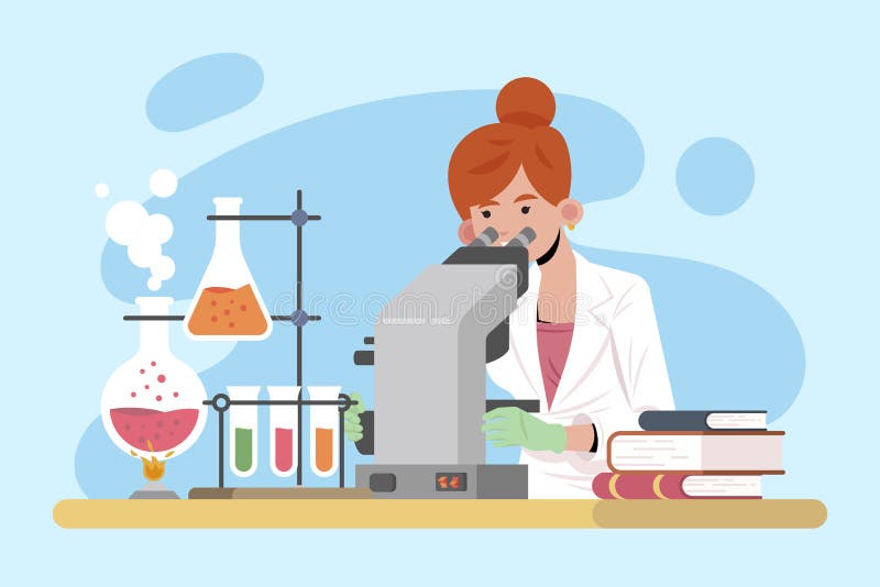 Illustration with Female Scientist Design Vector Illustration Stock ...