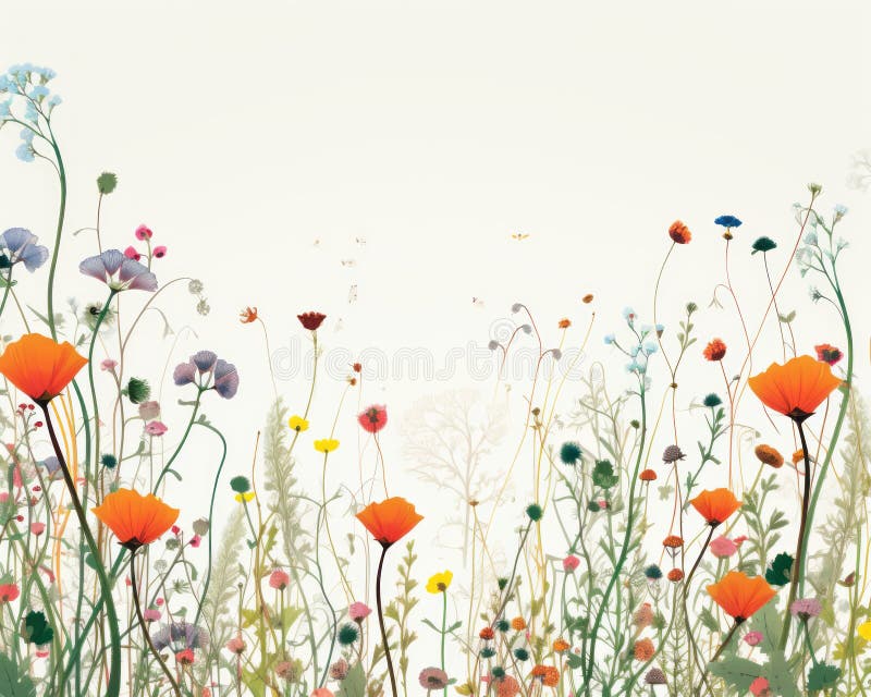 An Illustration of a Field Full of Wildflowers Stock Illustration ...