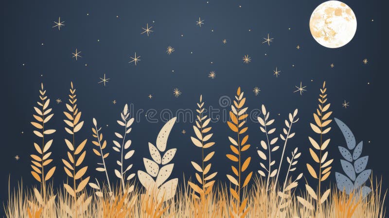 An Illustration of a Field with Grass and Stars Stock Illustration ...
