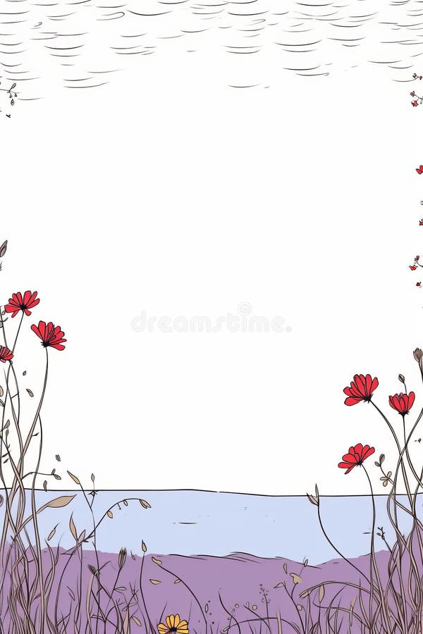 An Illustration of a Field with Red Poppies Stock Illustration ...