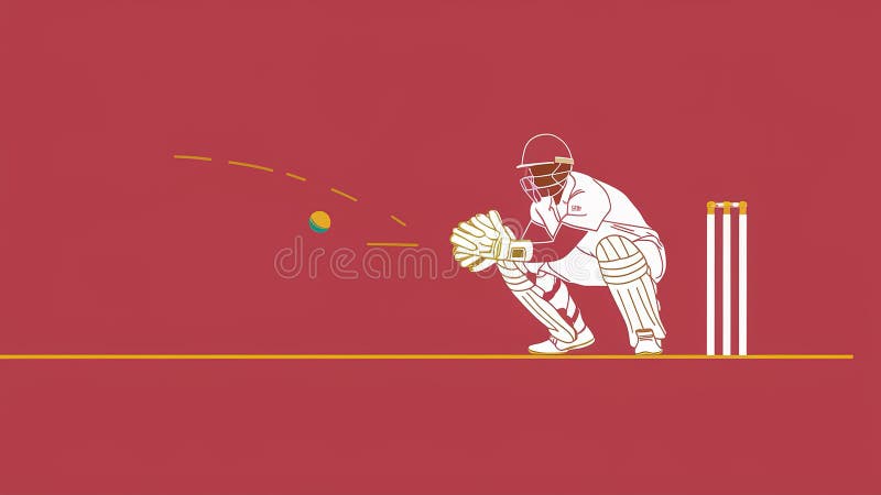 Illustration of Fielder or Wicket Keeper Playing Cricket Match. Fielder ...