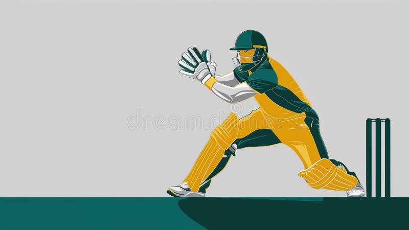 Illustration of Fielder or Wicket Keeper Playing Cricket Match. Fielder ...