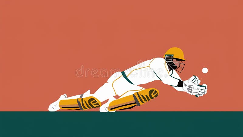 Illustration of Fielder or Wicket Keeper Playing Cricket Match. Fielder ...