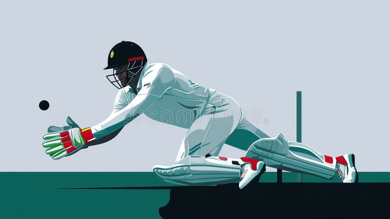 Illustration of Fielder or Wicket Keeper Playing Cricket Match. Fielder ...