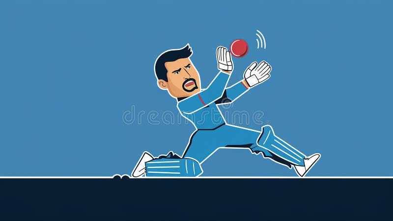 Illustration of Fielder or Wicket Keeper Playing Cricket Match. Fielder ...