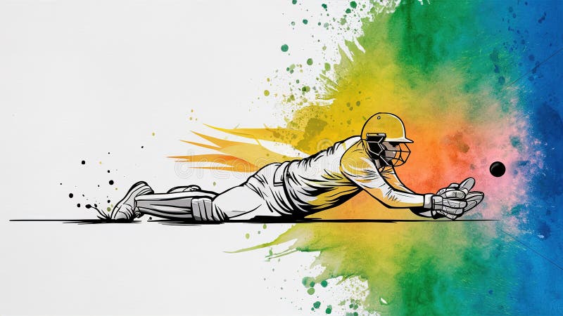 Illustration of Fielder or Wicket Keeper Playing Cricket Match. Fielder ...