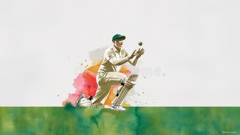 Illustration of Fielder or Wicket Keeper Playing Cricket Match. Fielder ...