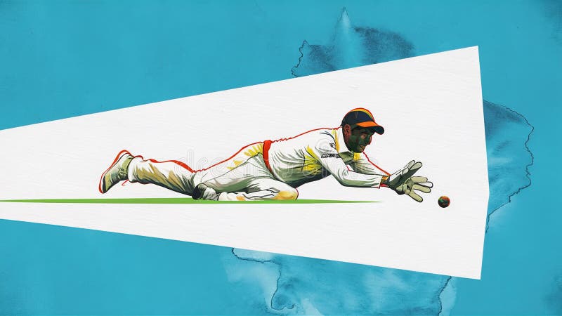 Illustration of Fielder or Wicket Keeper Playing Cricket Match. Fielder ...
