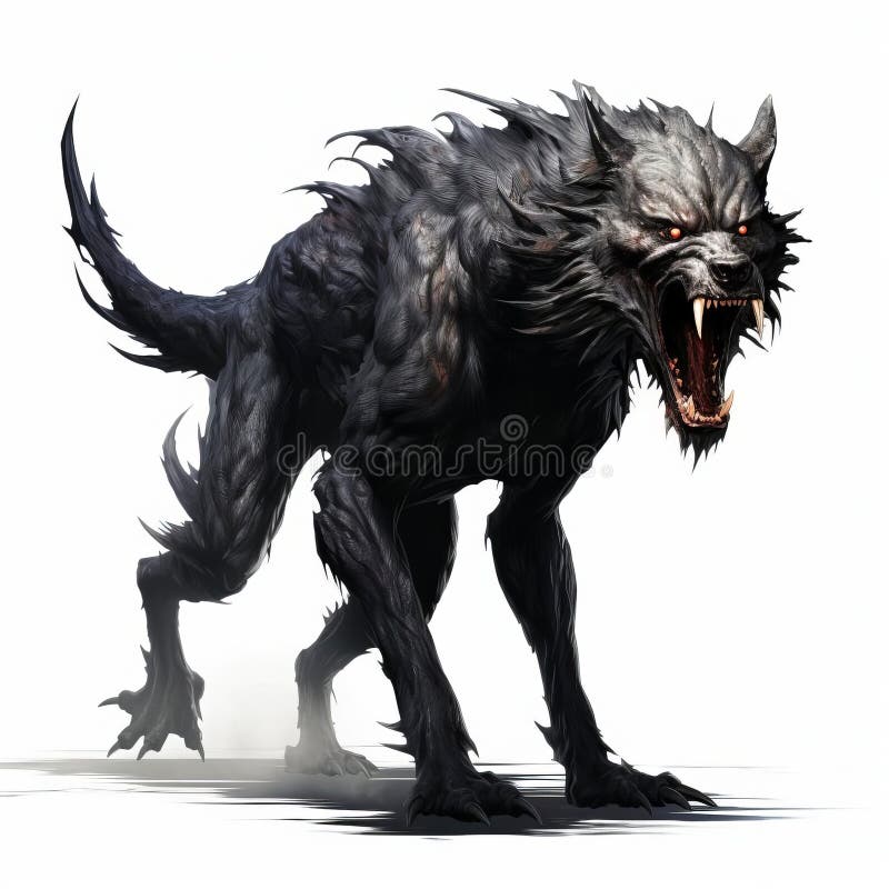 Illustration of a Fierce 2d Hellhound on White Background Stock ...