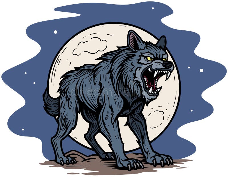 Wolf at Night stock vector. Illustration of attack, night - 286365183