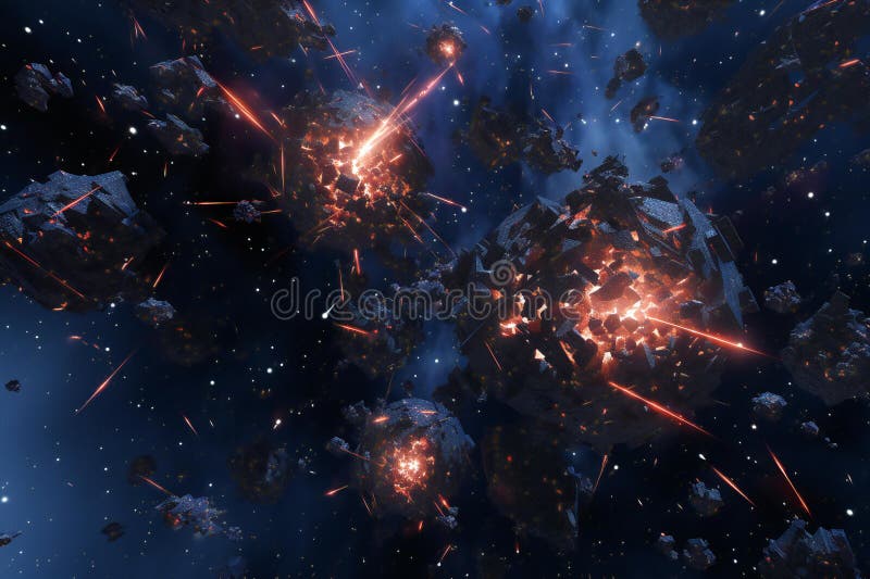 Fiery explosion in space, stock illustration. Illustration of infinity ...