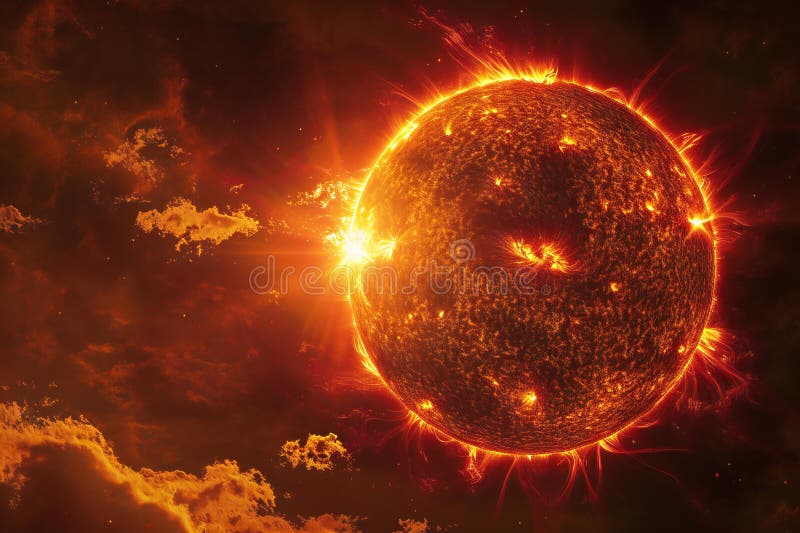 Fiery Planet in Outer Space Stock Illustration - Illustration of orange ...