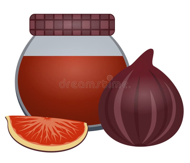 Illustration Fig Jam with a Slice of Fig Stock Vector - Illustration of ...