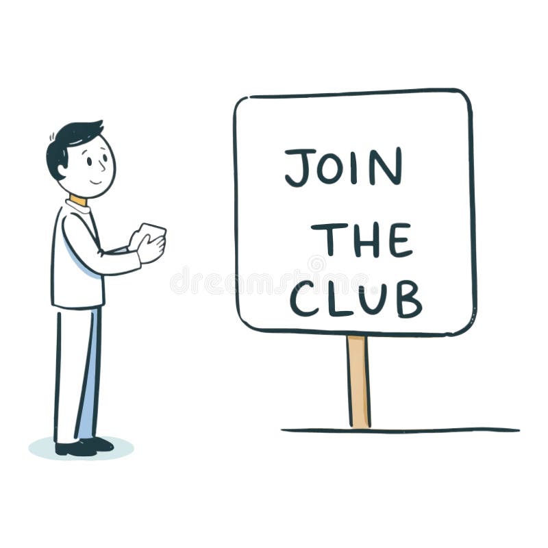 Illustration of Figure Character Joining a Club Stock Illustration ...