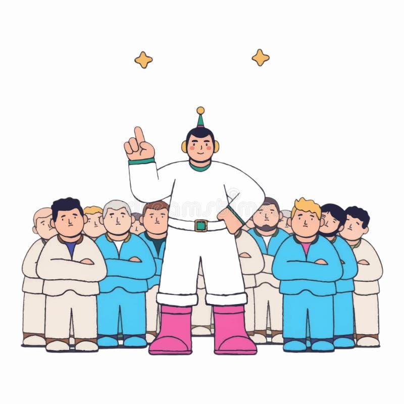 Illustration of Figure Character Leading a Team Stock Illustration ...