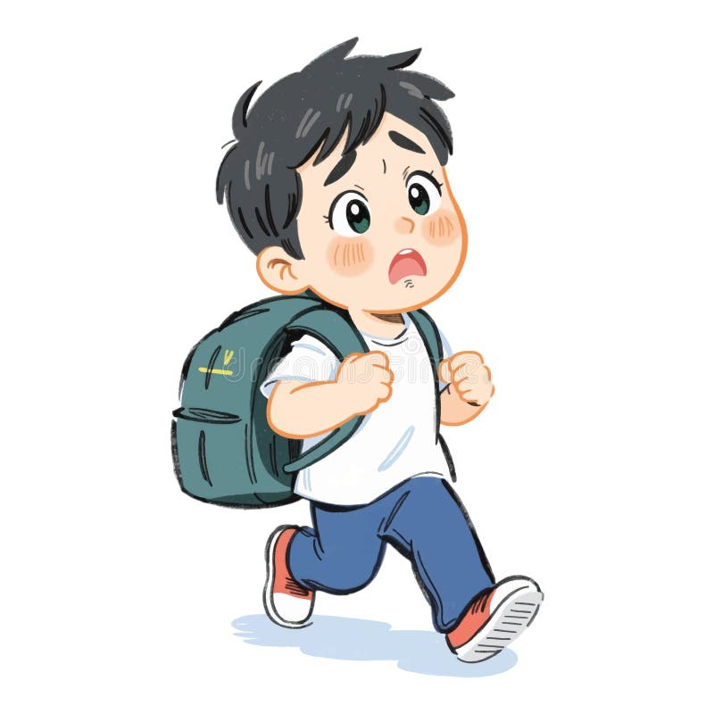 Illustration of Figure Character Running To School Stock Illustration ...