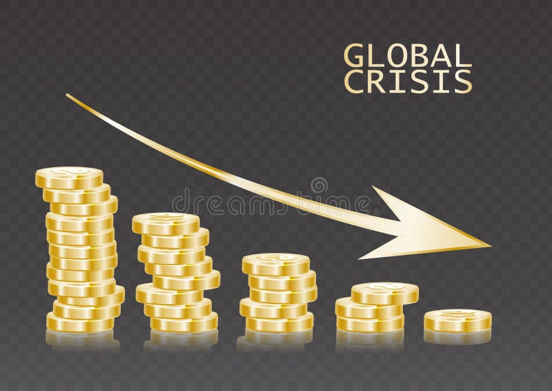 Illustration of Financial Charts and a Gold Bar Falling Down Stock ...