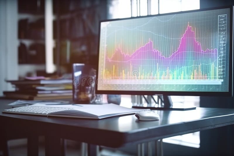 Illustration, Financial Graph and Chart with Computer, Ai Generative ...