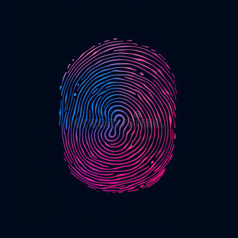 An Illustration of a Finger Print. Technology, Cyber Security Stock ...