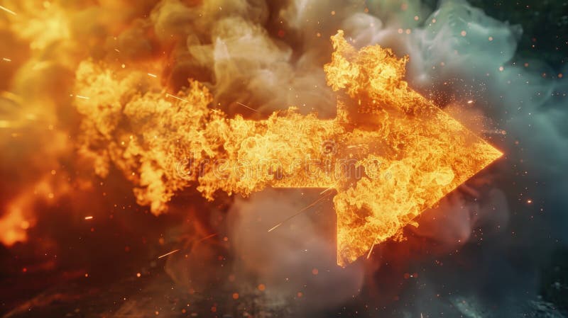 Illustration of a Fire with an Arrow Pointing To the Right. Suitable ...