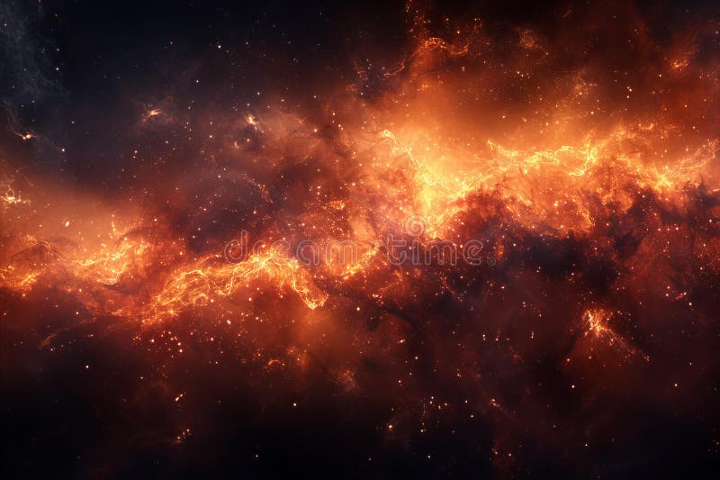 Illustration of Fire Fire Burning Particles on Black Background, High ...