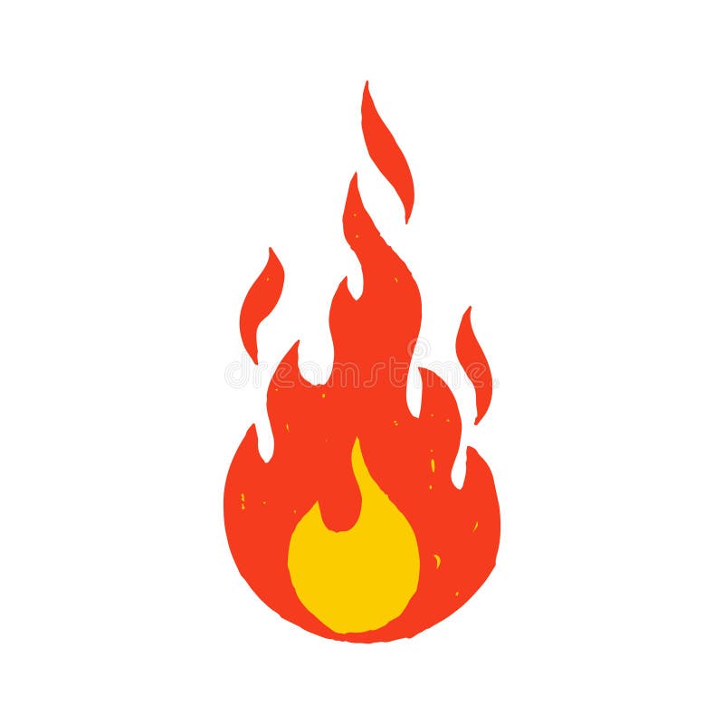 Vector Illustration of Fire in Colored Hand-drawn Style. Stock Vector ...