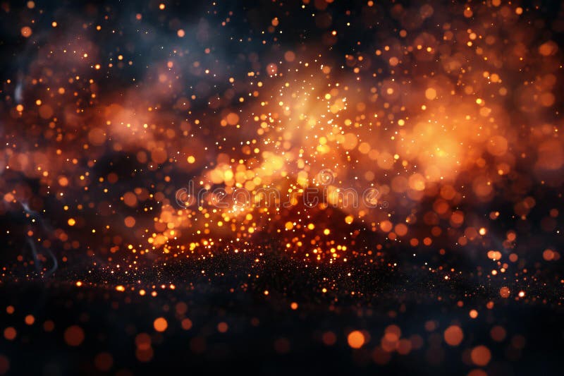 Illustration of Fire Ember Particles Over a Black Background, with a ...