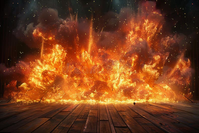 Fire and Explosion on Hot Wooden Floor, High Quality, High Resolution ...