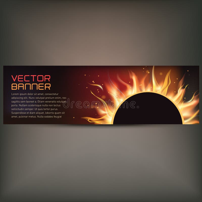 Illustration of Fire Flame Banner on Gray Background Stock Vector ...