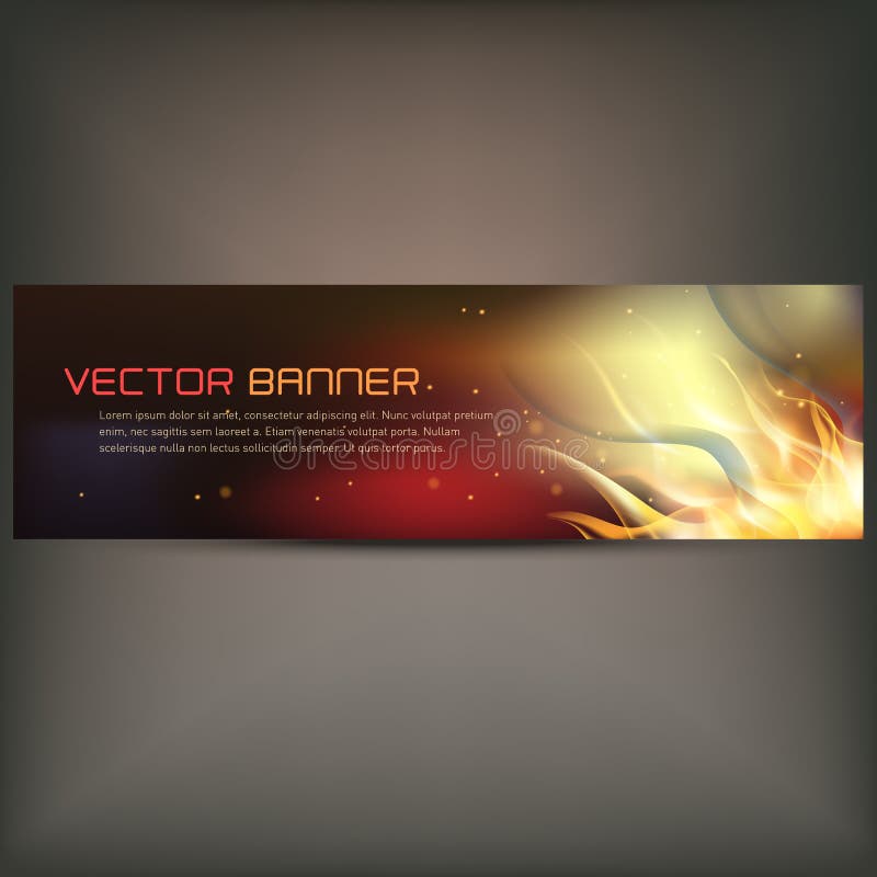 Illustration of Fire Flame Banner on Gray Background Stock Vector ...