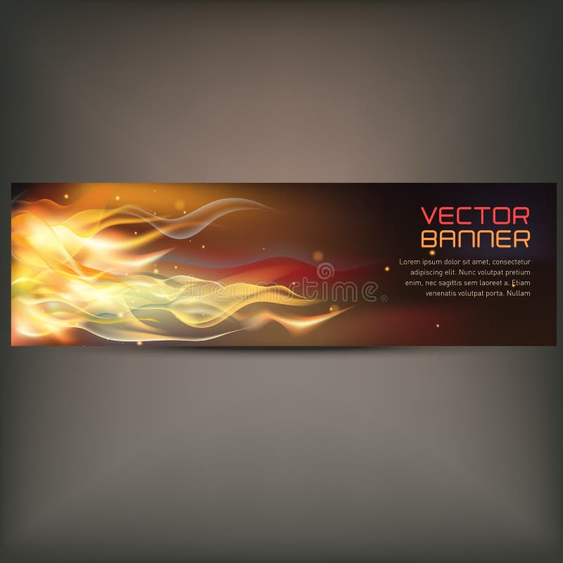 Illustration of Fire Flame Banner on Gray Background Stock Vector ...