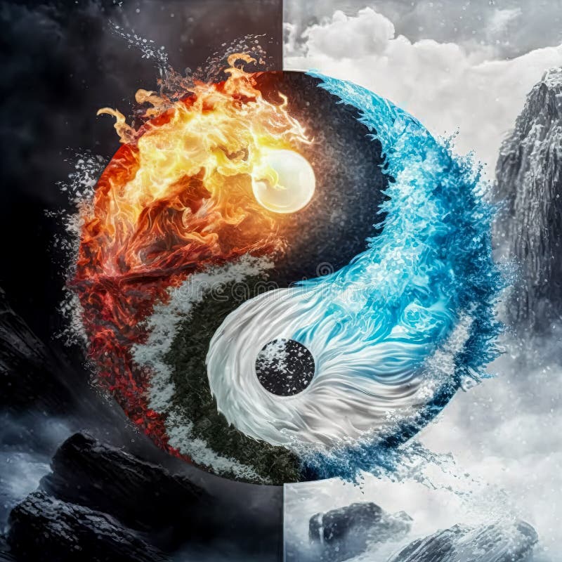 Illustration of Fire in the Form of Yin and Yang Symbol. Generative AI ...
