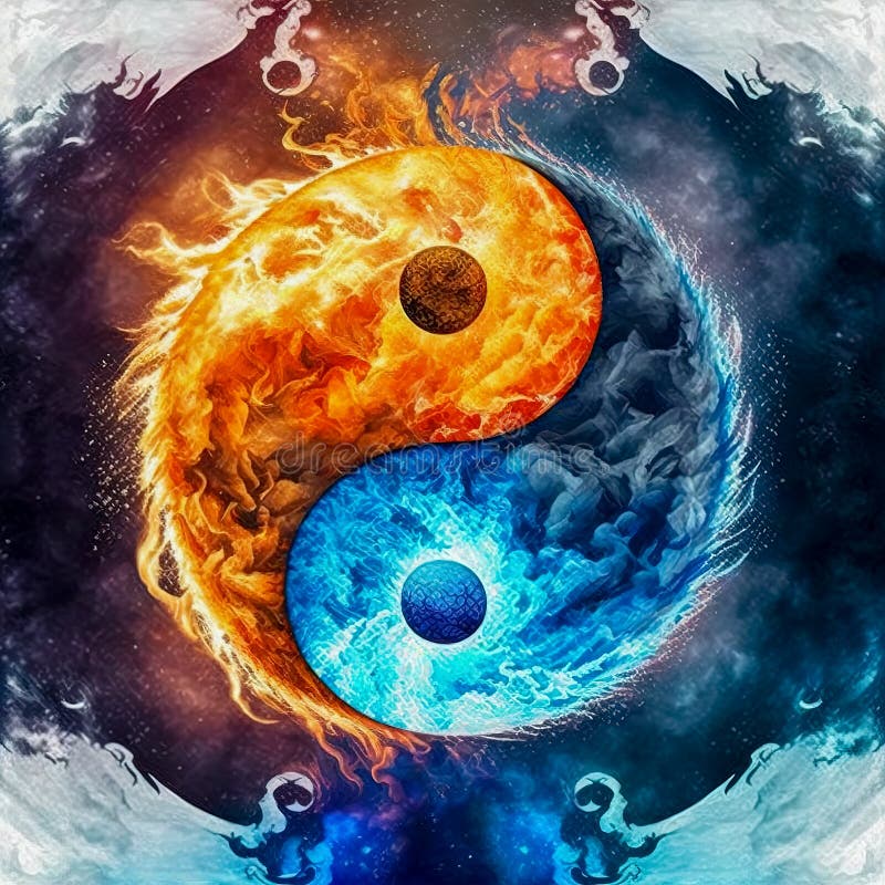 Illustration of Fire in the Form of Yin and Yang Symbol. Generative AI ...