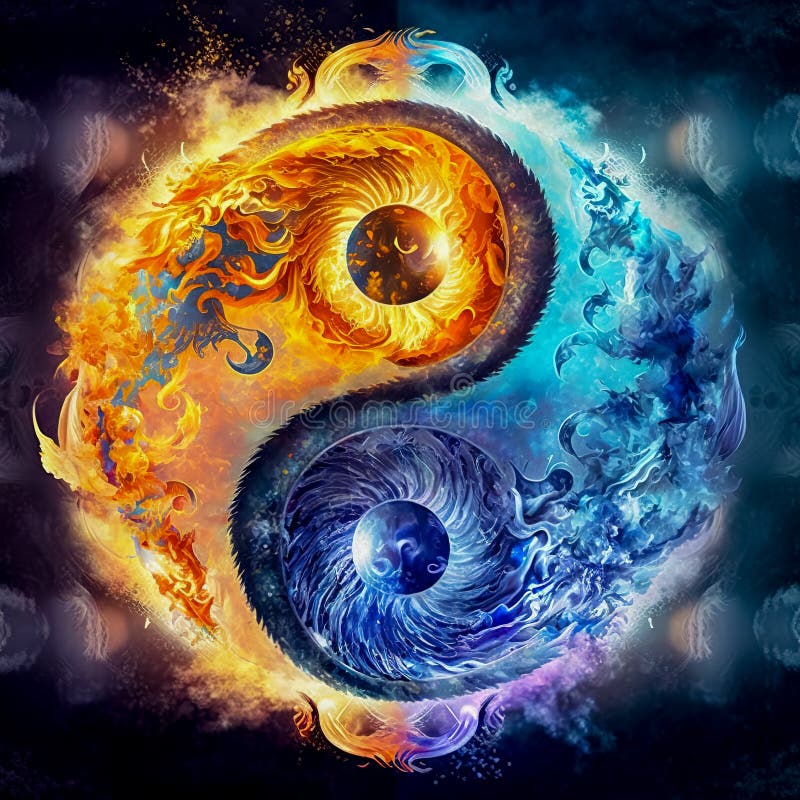 Illustration of Fire in the Form of Yin and Yang Symbol. Generative AI ...