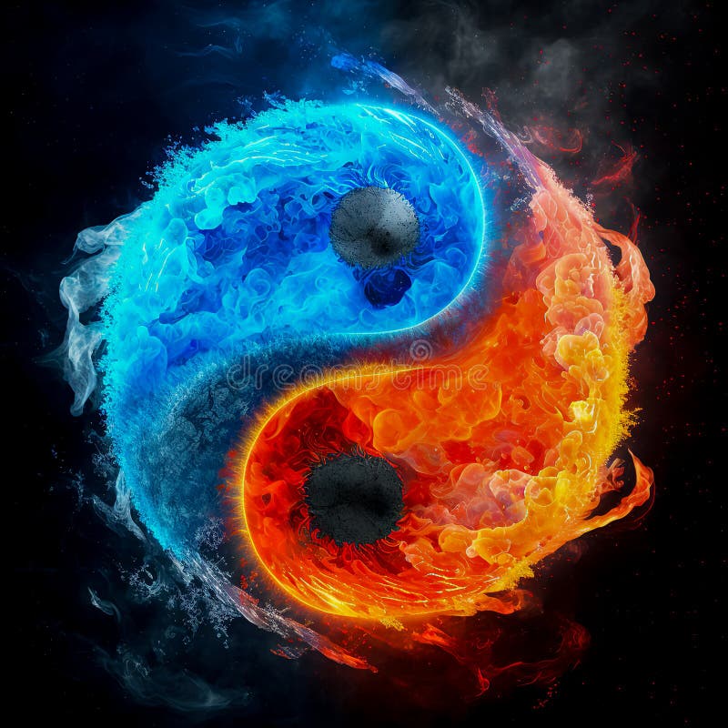 Illustration of Fire in the Form of Yin and Yang Symbol. Generative AI ...