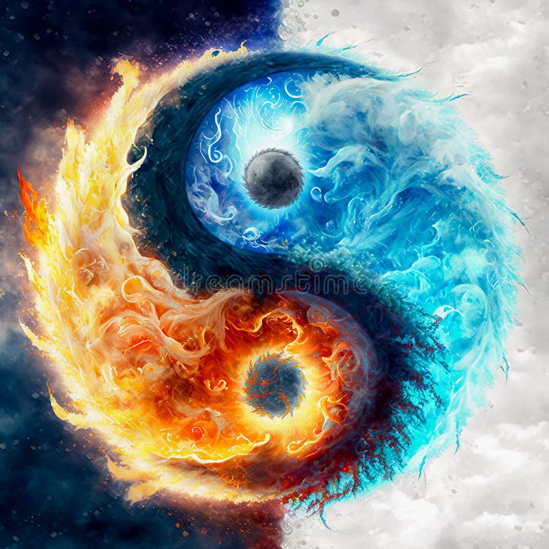 Illustration of Fire in the Form of Yin and Yang Symbol. Generative AI ...