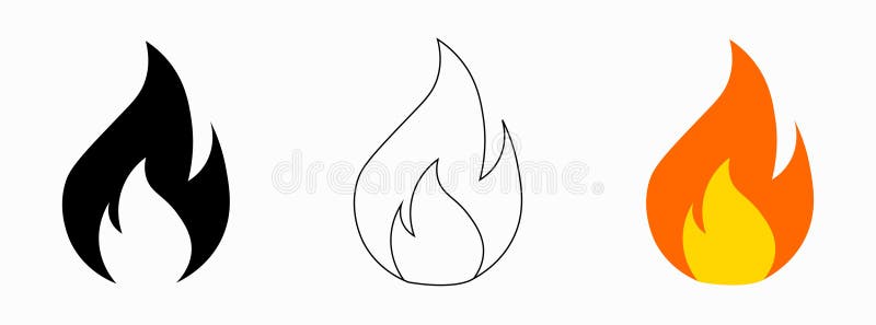 Illustration of Fire Icon, Fire Icon. Outline and Filled Vector Stock ...