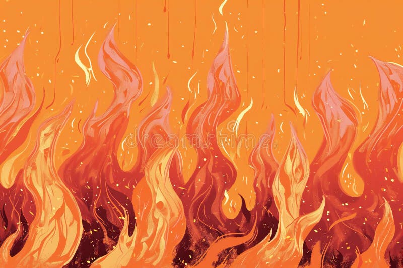 Illustration of a Fire on an Orange Background with Space for Text ...