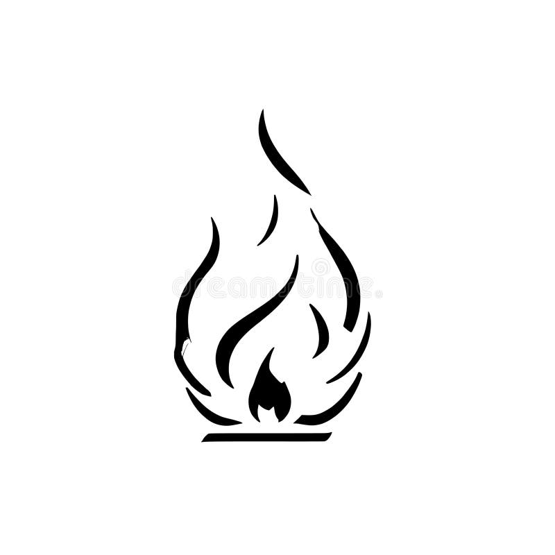 Fire Shape Icon in Simple Line Art Style Stock Illustration ...